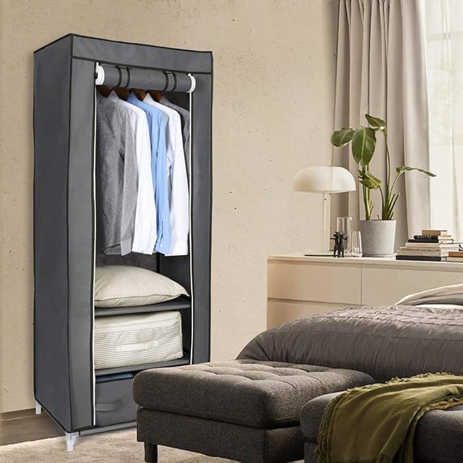 Luimerde Single Canvas Wardrobe, Foldable Closet, Portable Wardrobe ...