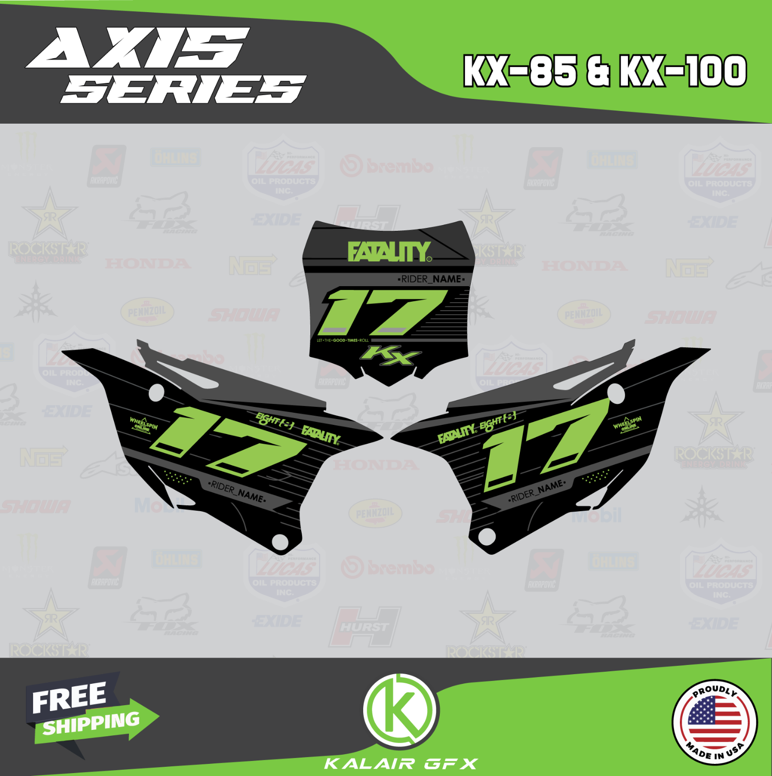 Graphics Kit for Kawasaki KX85 KX100 (2014-2021) KX 85 KX 100 Axis ...