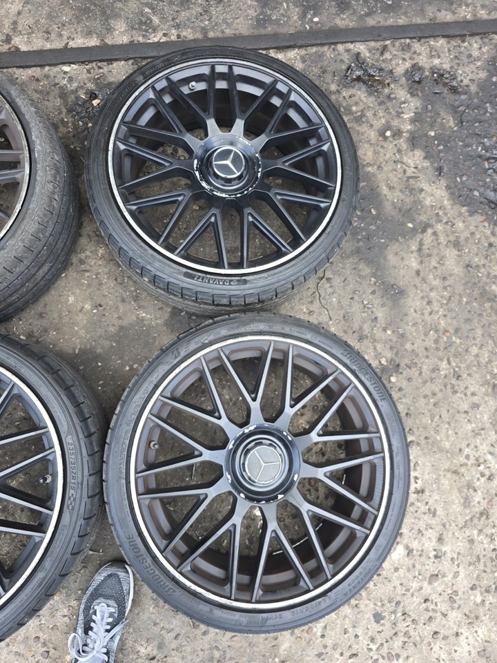 19" A45 A35 ALLOY WHEELS BLACK MERCEDES A CLASS CLA RIMS AMG 5x112 ...