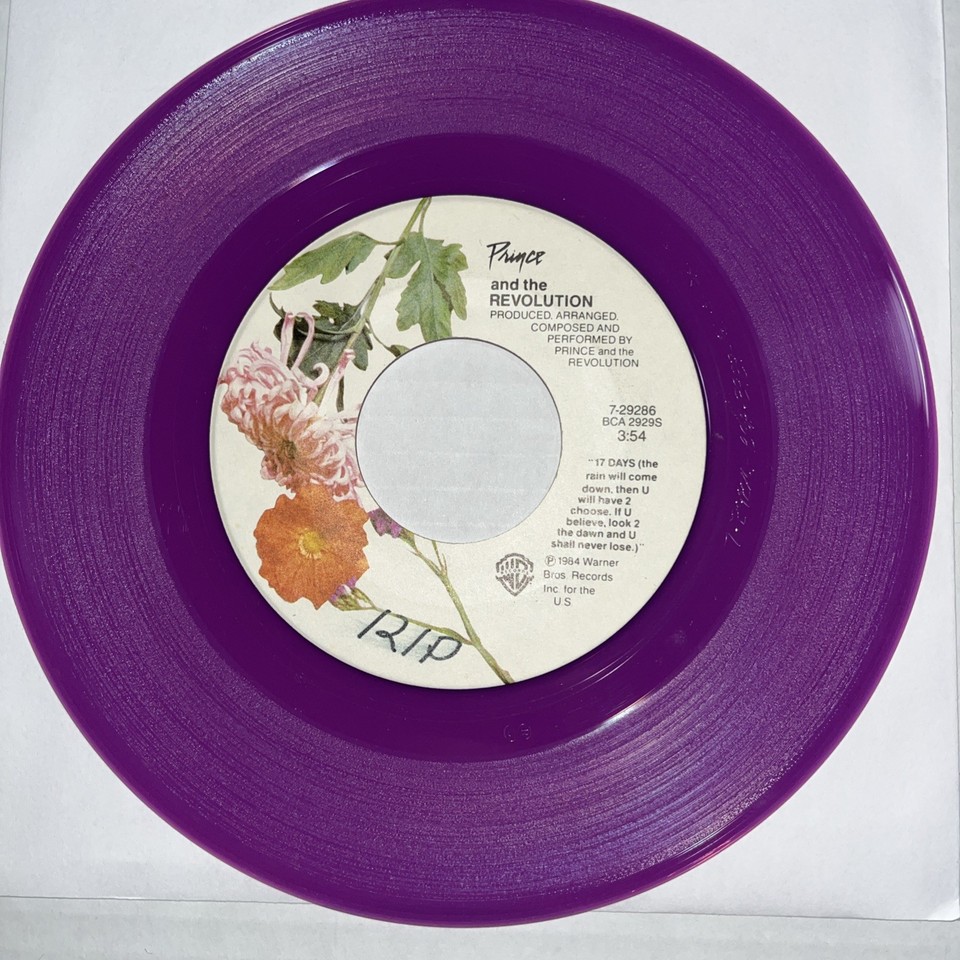 Prince 7” Colored Purple Vinyl 45 When Doves Cry & 17 Days 1984 Warner ...