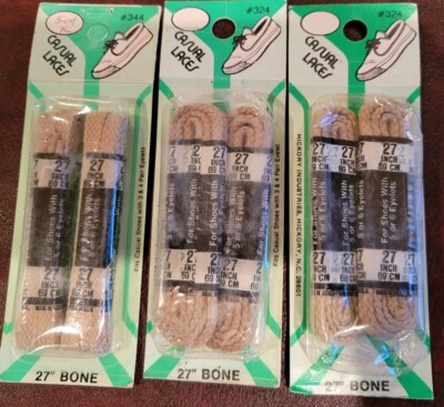 3 Packs / 6 Pair NOS Vintage 27" Shoe laces Casual Shoes Bone Color | eBay