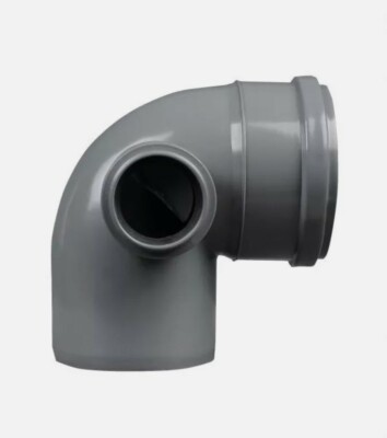 110mm Soil Pipe Elbow Bend 90° Socket with 50mm Left Side Inlet Waste ...