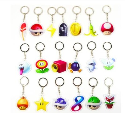 20pcs cartoon Super Mario mix Acrylic Keychain Key Chain Girls boy ...