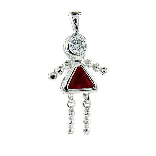 Sterling Silver Birthstone Baby Girl Pendant Charm Colored Cubic ...