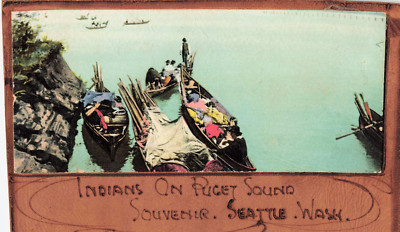 Vintage Postcard Leather Indian Native American "Indians on Puget Sound ...