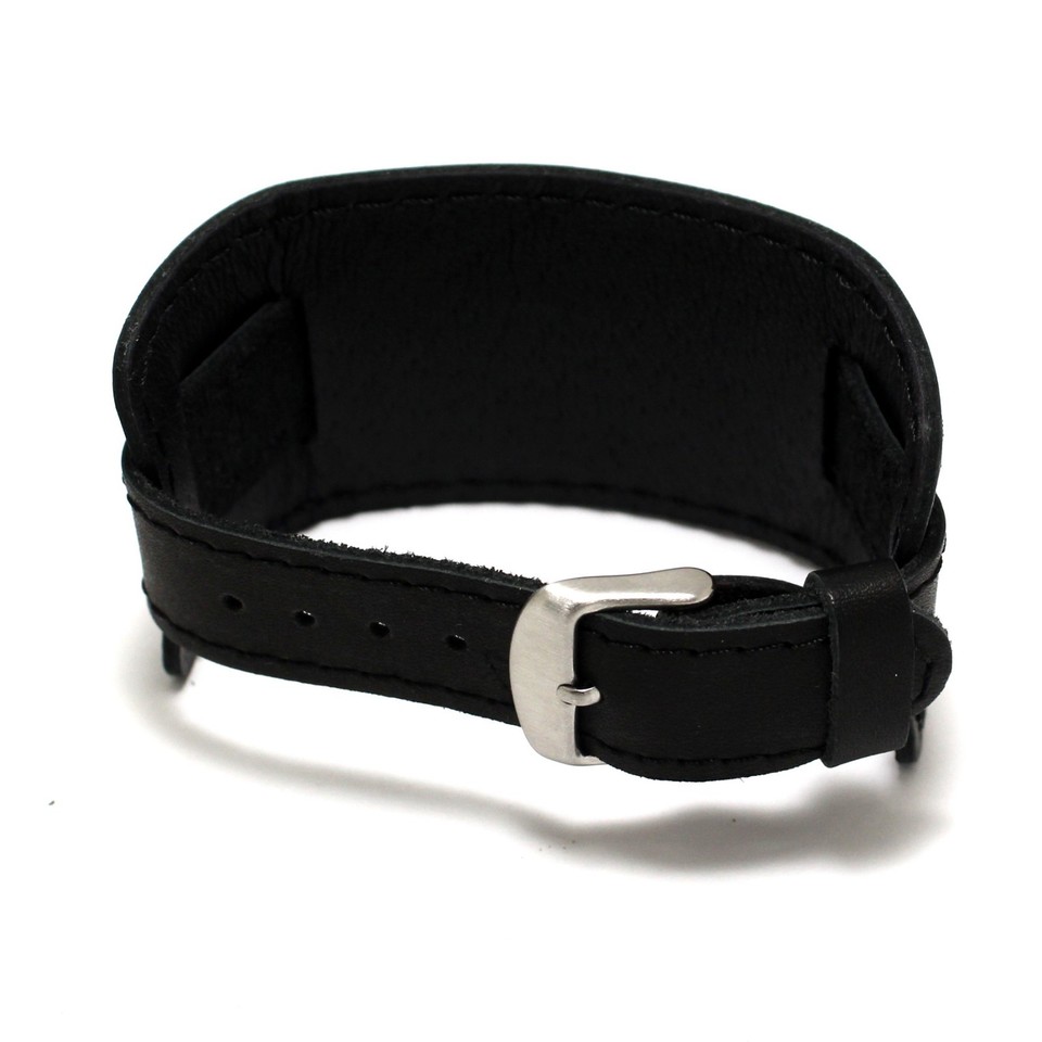 C18 handmade leather watch strap 18 mm with wide rectangle pad military ...