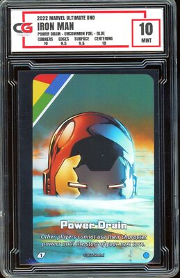2022 Marvel UNO Ultimate UNCOMMON FOIL HOLO Blue Iron Man GRADED CG 10 ...