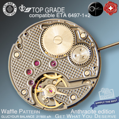 MOVEMENT CAL DB9 WAFFLE/2 ANTH. comp. ETA 6497-1+2 TOP GRADE HAND W ...