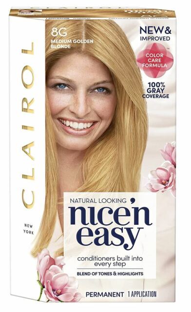 New Clairol Nice'n Easy Permanent Hair Dye, 8G Medium Golden Blonde ...