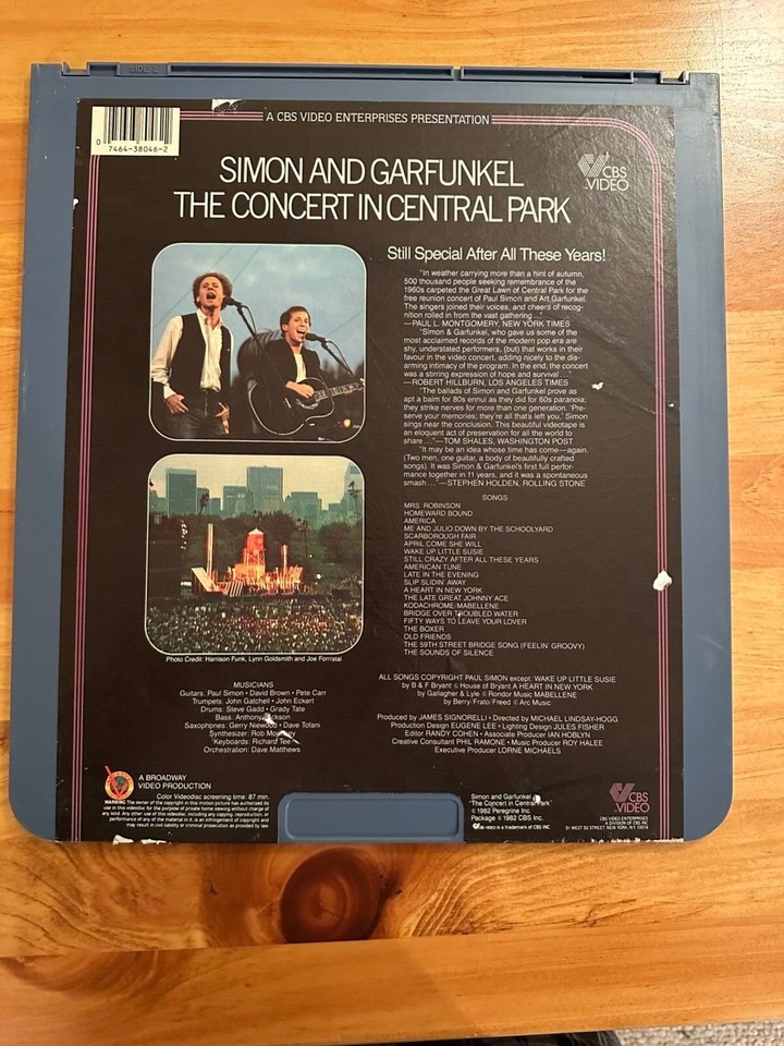 RCA CED Videodisc Simon & Garfunkel's “The Concert in the Park" | eBay