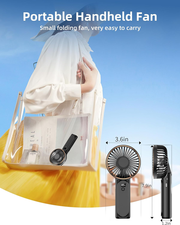 Portable Handheld Fan, Portable Fan Rechargeable, 4000Mah, USB ...