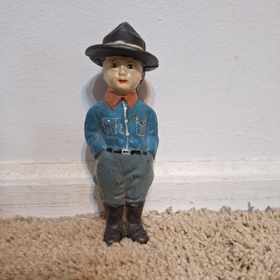 Vintage Style Dough Boy Cast Iron Penny Piggy Bank Soldier WWI Boy ...