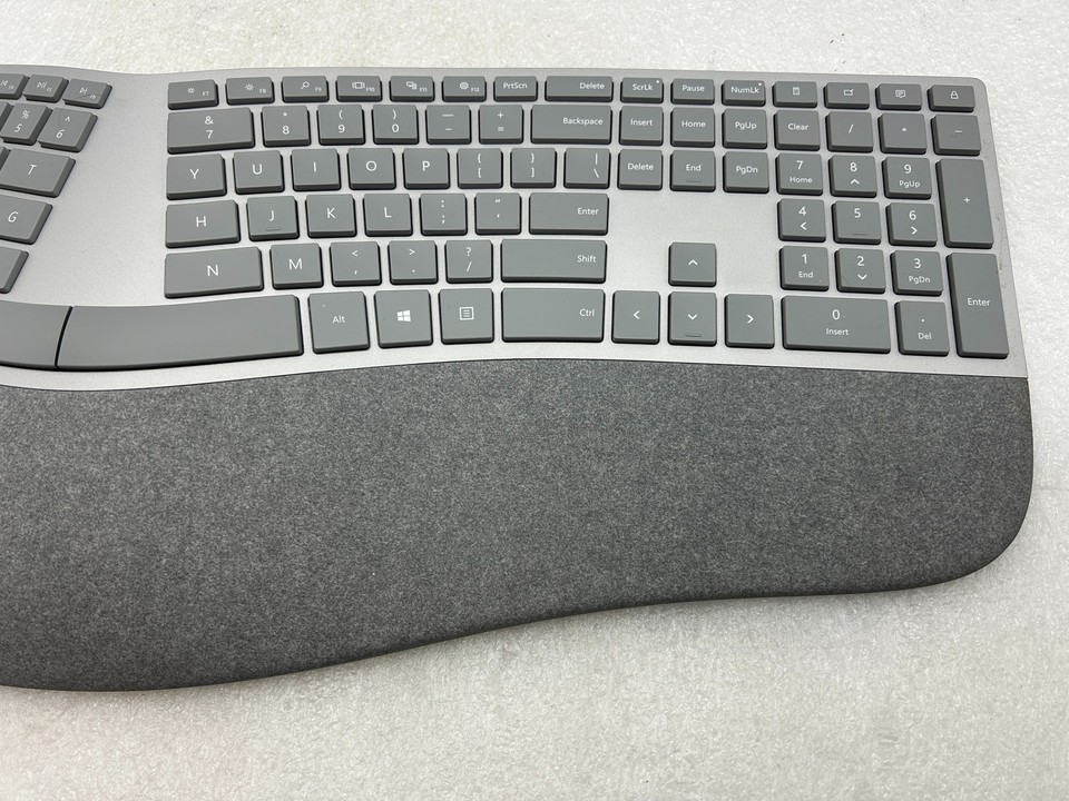 Microsoft Surface Wireless Ergonomic Bluetooth Grey Keyboard Model 1786 ...