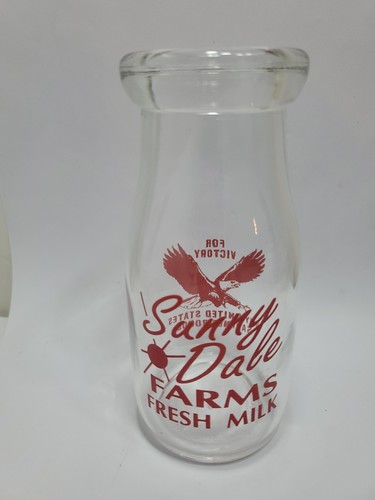 Sunny Dale Farms Half Pint - Milk Bottle, War Slogan, US Savings Bonds ...