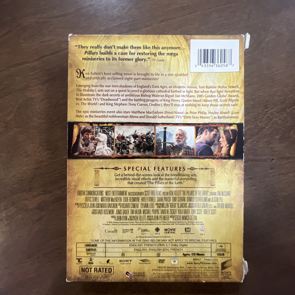 The Pillars Of The Earth: Complete 8 Part Mini Series (DVD, 2010, 3 ...
