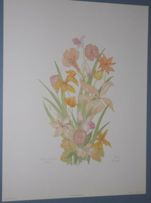 1980 PAT MORAN PRINT FLORAL CASCADE PENCIL S/N 1043/1500 ART IMAGE INC ...