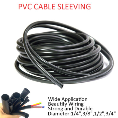 BLACK PVC Cable Sleeve Tubing Wire Harness Wrap Wiring Loom Cover ...