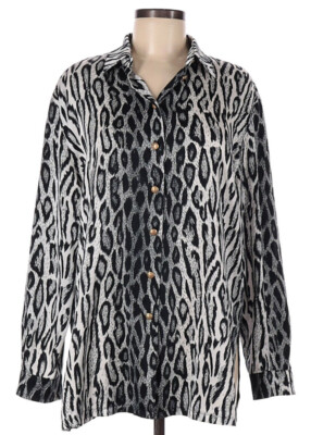 Vintage Horst Basler/Basler Black Ivory Animal Print Silk Blouse Size ...