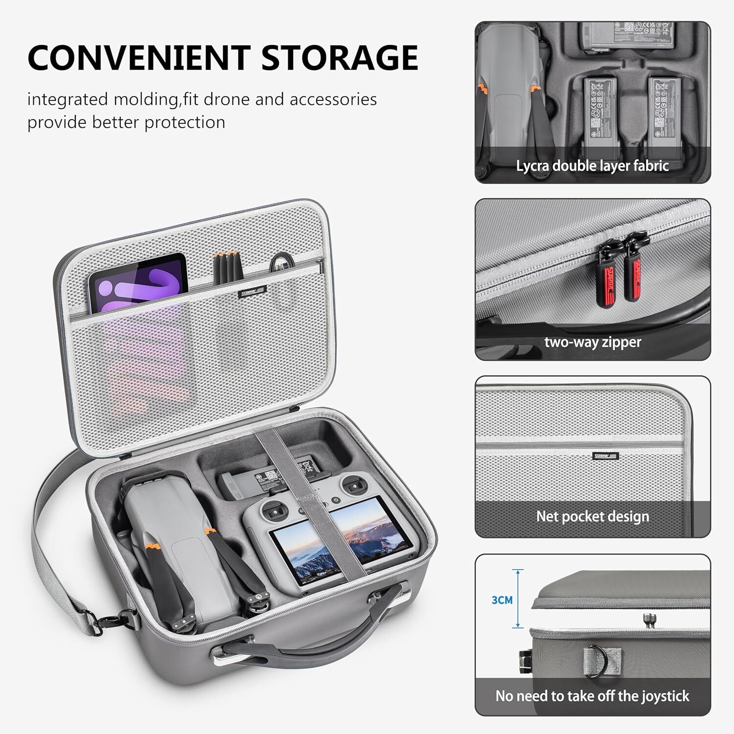 Carrying Case for DJI Air 3 RC2/RC-N2 Drone Accessories Travel Bag ...