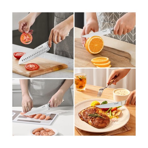 Kuisine Chef Knife Set Block Razor-sharp German High Carbon Stainless ...