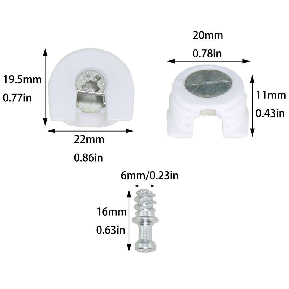 Bxian 35PCS 21x20x10mm White Shelf Support Bracket Threaded Cam Lock ...