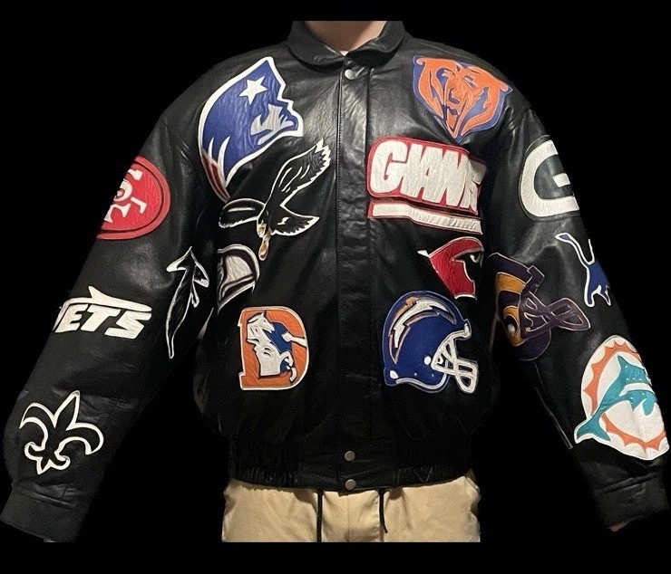 Rare Jeff Hamilton NFL 30 patch Leather Team Jacket XXL | eBay