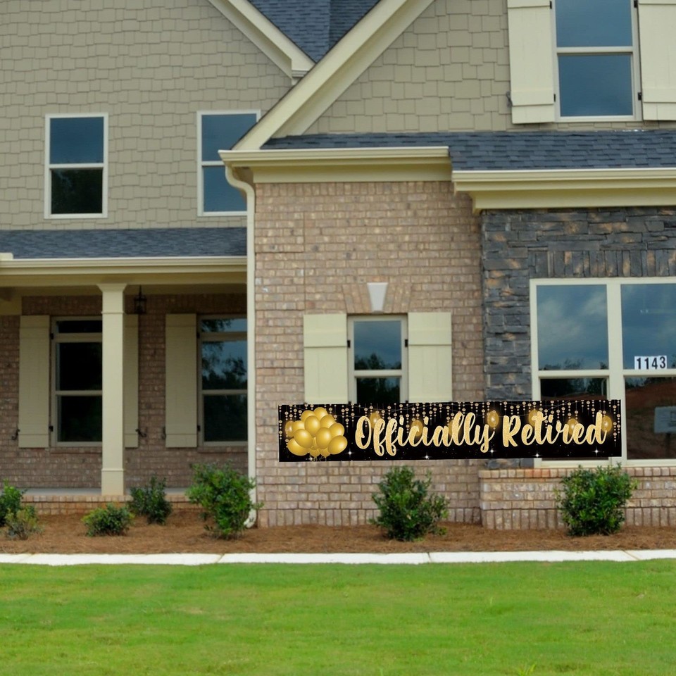 Officially Retired Banner Decorations, Large Happy Retirement Party ...