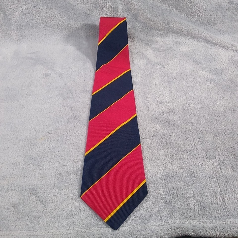 Ben Silver Mens Silk Tie Blue Red Regimental Stripes | eBay