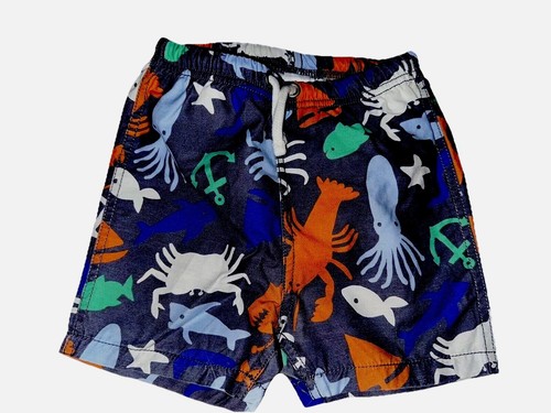 NWT 18-24M Mini Boden Gray Swim Trunks with Underwater Fish Pattern ...