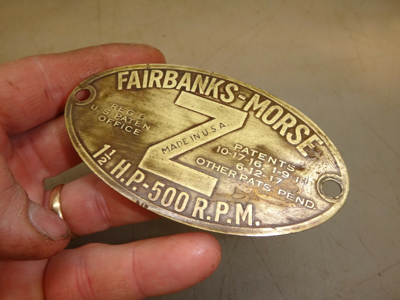 ORIGINAL NAME TAG FAIRBANKS MORSE 2hp Z Old Gas Engine FM 4" x 2-1/4 ...