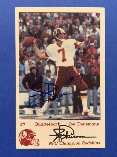 JOE THEISMANN CF HOF Signed 1984 Police #7 Redskins Notre Dame ...