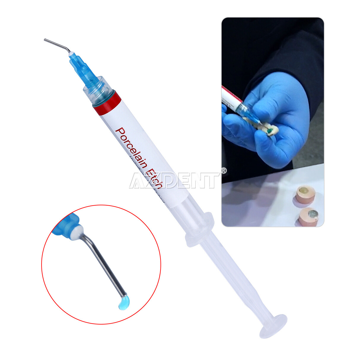 Dentex Dental Porcelain Etch Gel 9.5% Hydrofluoric Acid Etchant 3 ...