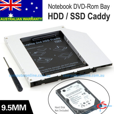 Notebook 9.5mm SATA CD ROM Optical Drive Bay for 2nd HDD Hard Drive ...