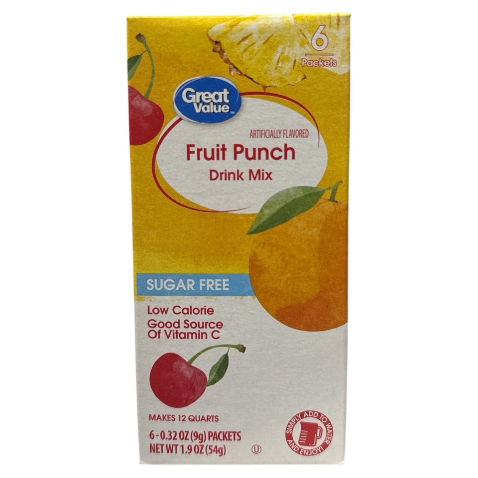 Fruit Punch Drink Mix Pitcher Sugar-Free With Vitamin C Great Value ...