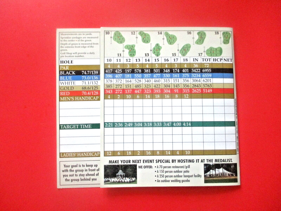 vtg - Golf scorecard - THE MEDALIST GOLF CLUB gc - Marshall MI | eBay
