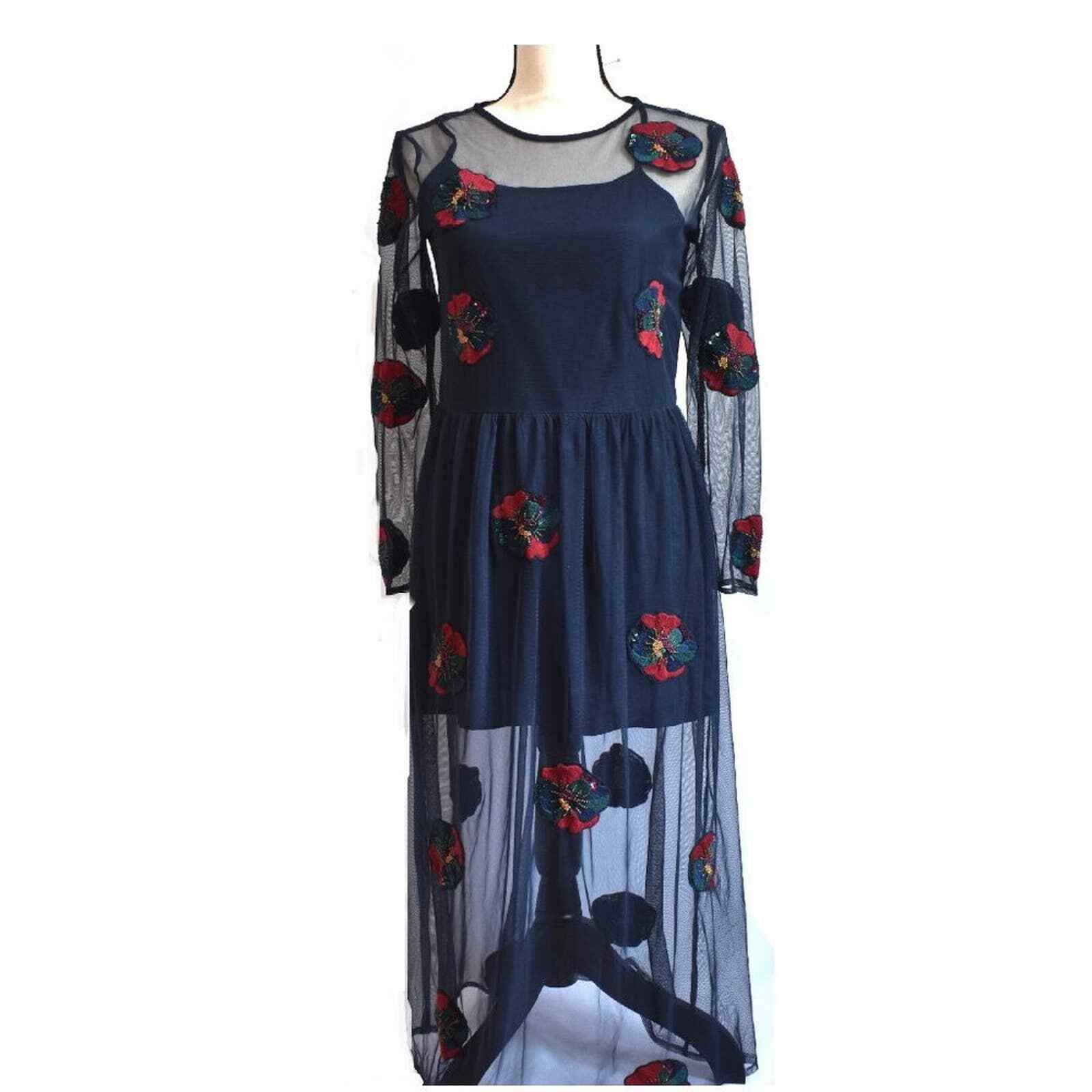 Mango Maxi Dress with Embroidery - Gem