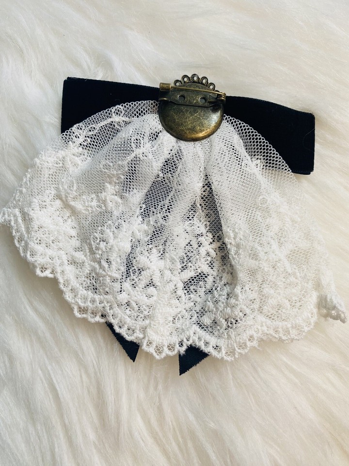 Neck Brooch lace ribbon collar tie Pin Lady Head Pearl New Handmade | eBay