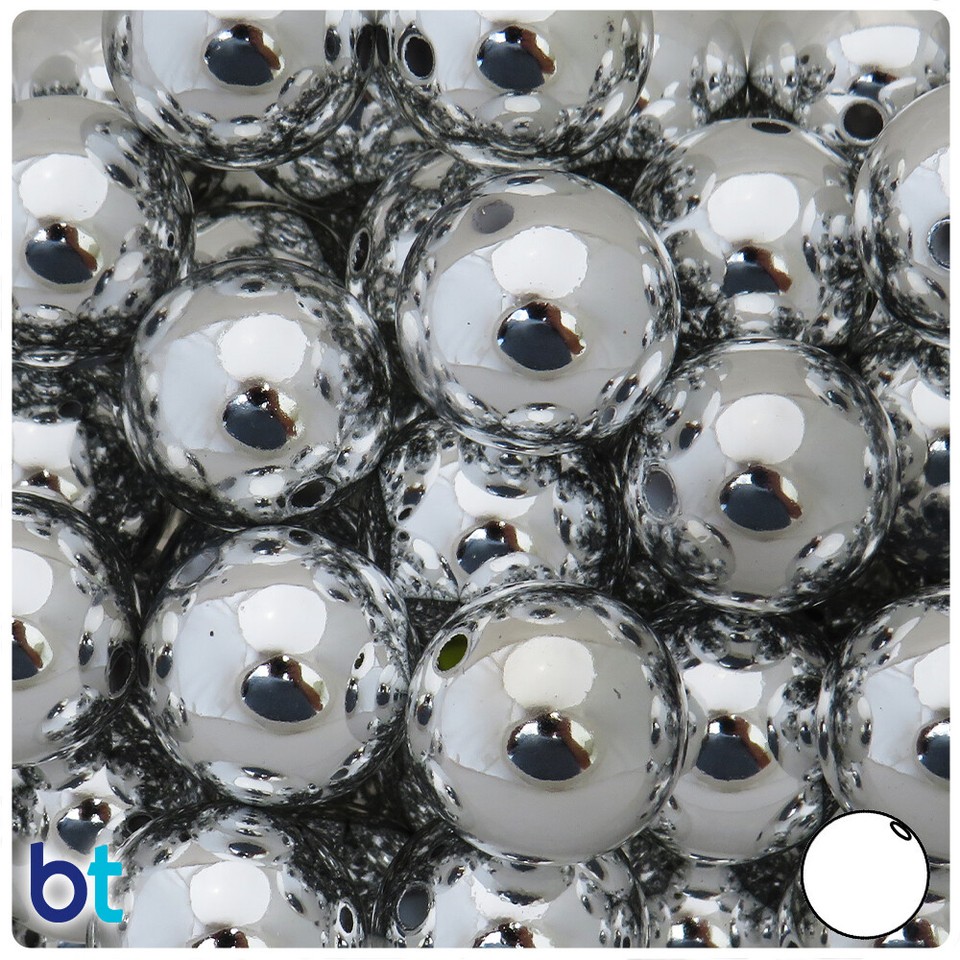BeadTin Metallic 20mm Round Plastic Craft Beads (10pcs) - Color Choice ...