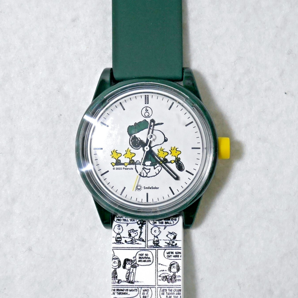 CITIZEN Q&Q Snoopy Woodstock Peanuts Golf Watch R02A-510VK Green Solar ...