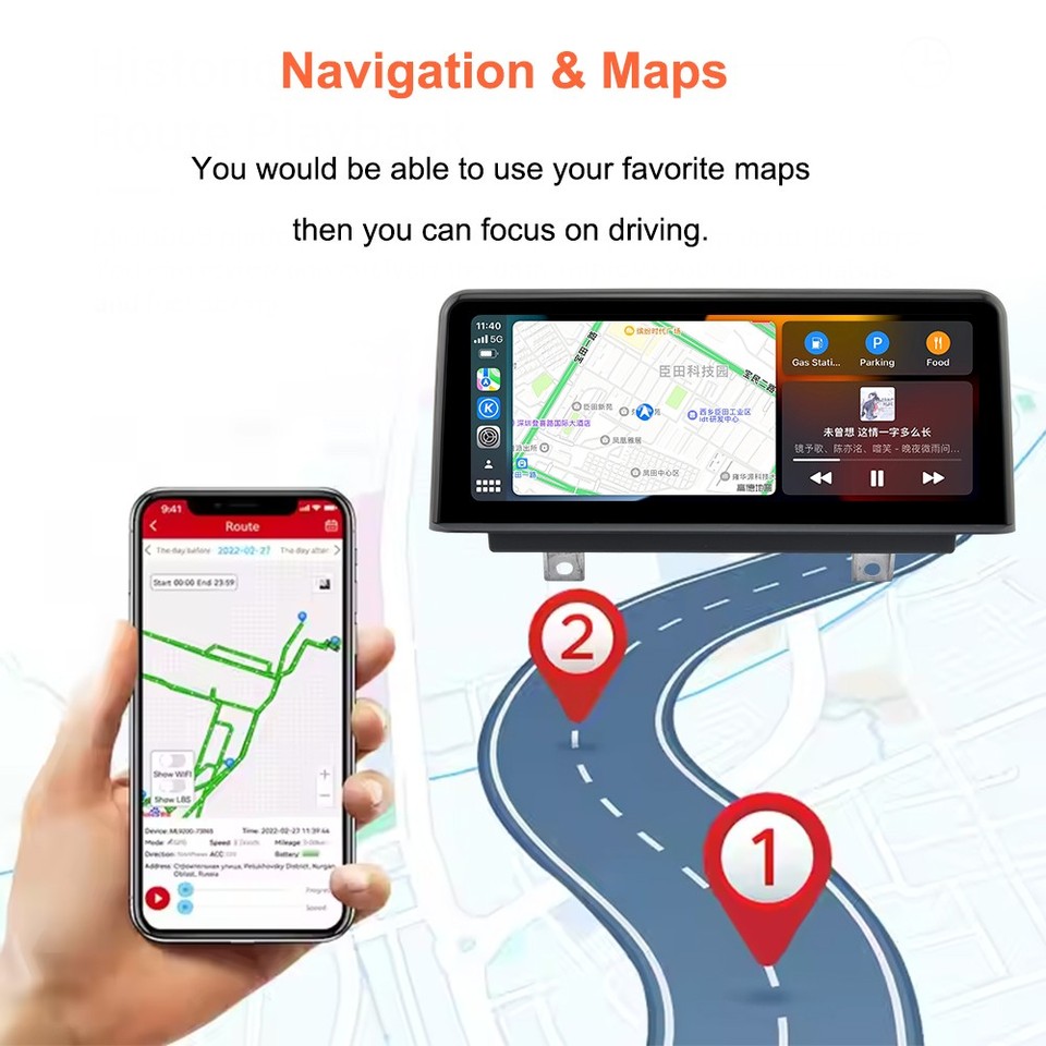 10.26" 2K Car Portable Wireless Apple CarPlay Android Auto Touch Screen ...
