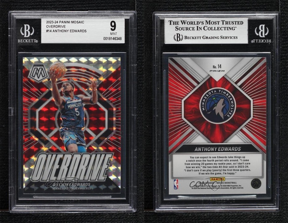 2023-24 Panini Mosaic Overdrive Anthony Edwards #14 BGS 9 MINT 3hd | eBay
