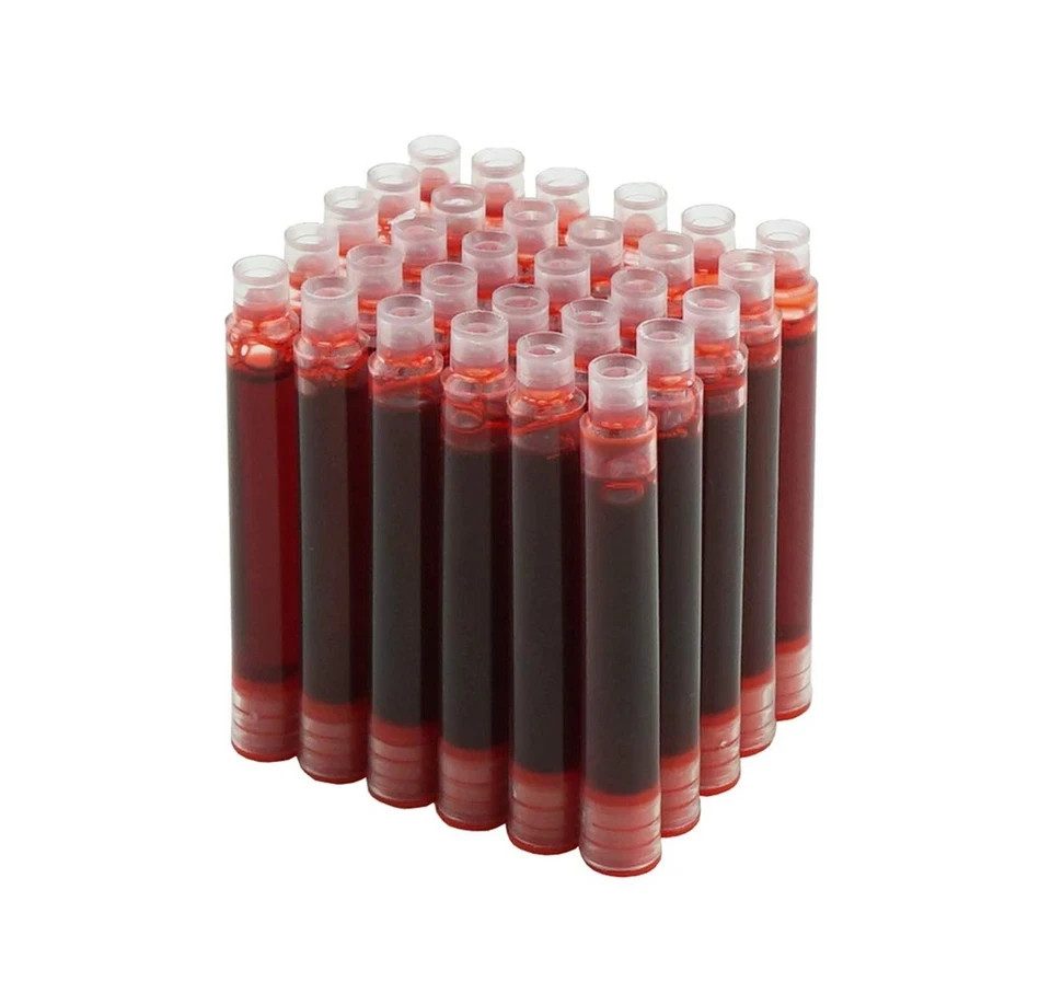 Hongdian Fountain Pen Red Ink Cartridges, 30 Refill Ink Cartridges, 3.4 ...