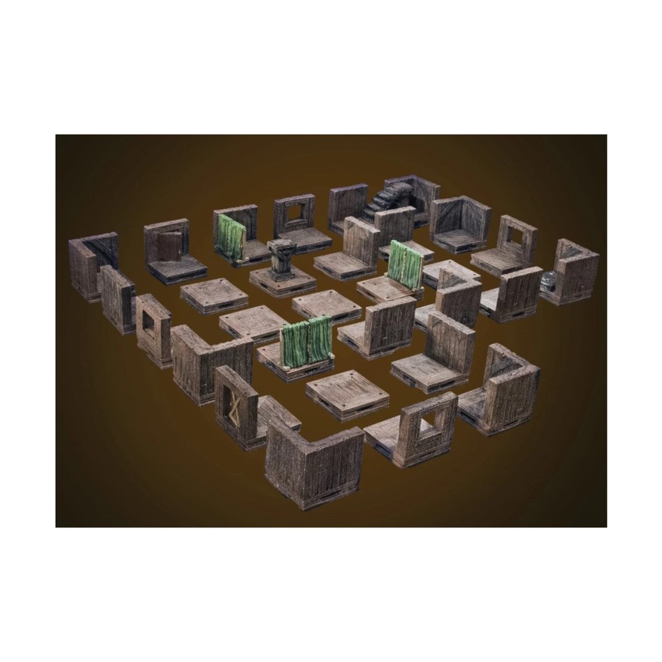 Dwarven Forge Fantasy Terrain 28mm City Builder Basics - Wood Starter Mega NM | eBay