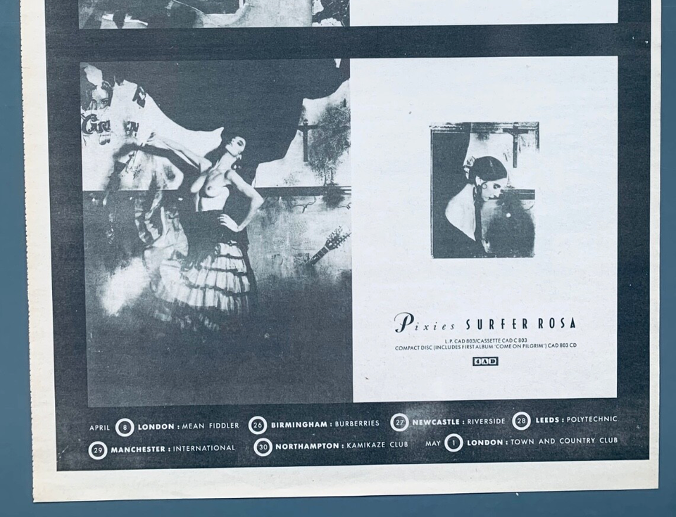 PIXIES Surfer Rosa THROWING MUSES 1988 vintage UK POSTER ADVERT CONCERT ...