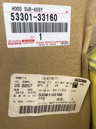 New Genuine OEM Lexus ES 2013 -2018 Hood 53301-33160 5330133160 | eBay