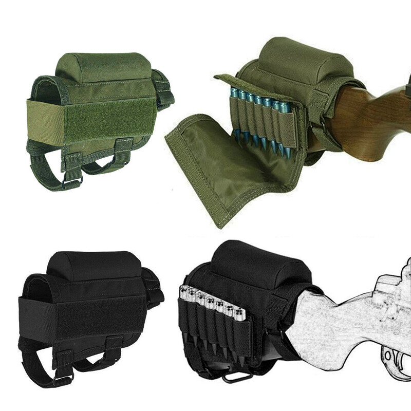 Tactical Rifle Buttstock Cheek Rest Riser Ammo Cartridges Carrier Case ...