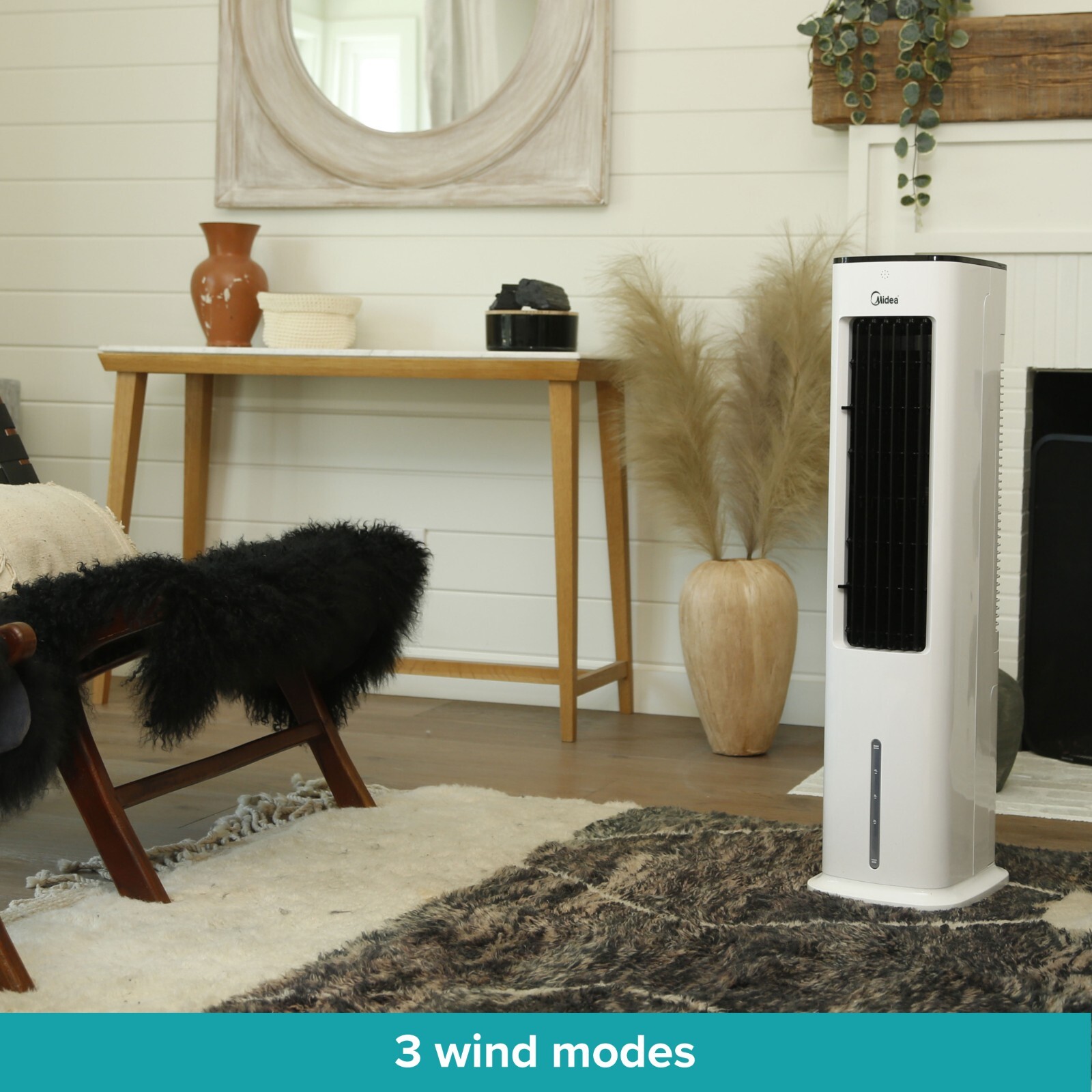 Midea SmartAir Summer Fast Chill Oscillating Tower Fan 5L Tank 3-Speed ...