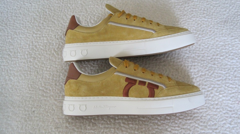 NIB SALVATORE FERRAGAMO BORG 12 Sz 7.5 M Men's Sneakers yellow Mustard ...