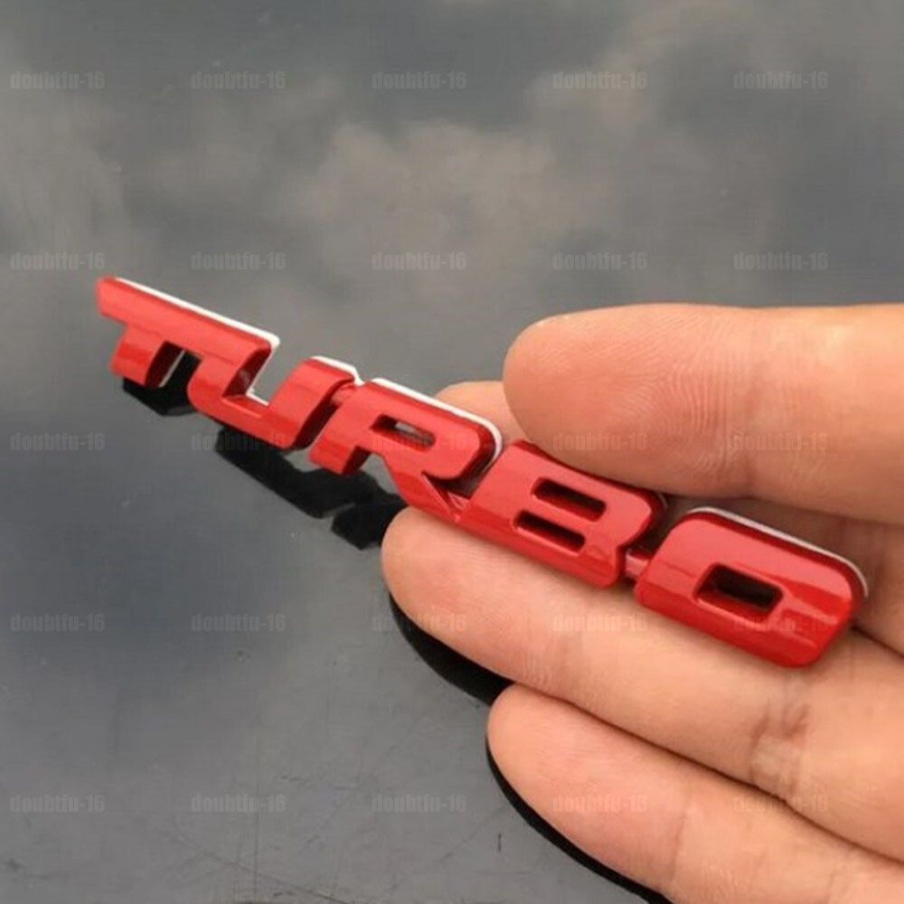 Red 3D Metal TURBO Logo Car Styling Sticker Emblem Badge Decal Car ...