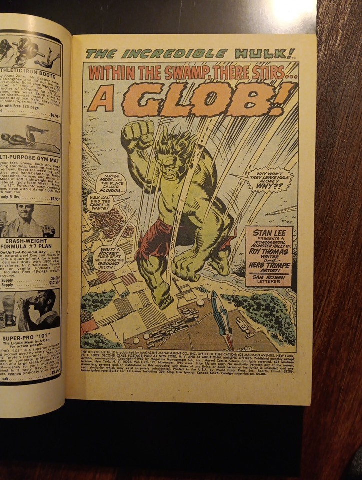 INCREDIBLE HULK # 121 - (VF) -HULK VS THE GLOB-WITHIN THE SWAMP STIRS ...